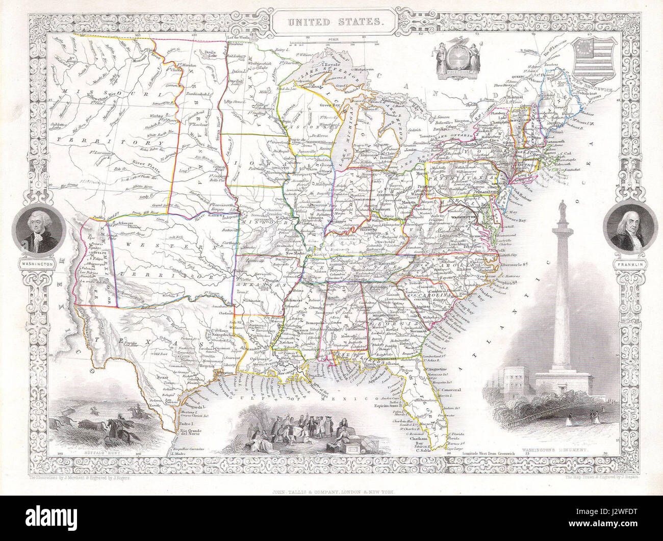 1850 Tallis - Rapkin Map of the United States - Geographicus - USA-tlls ...