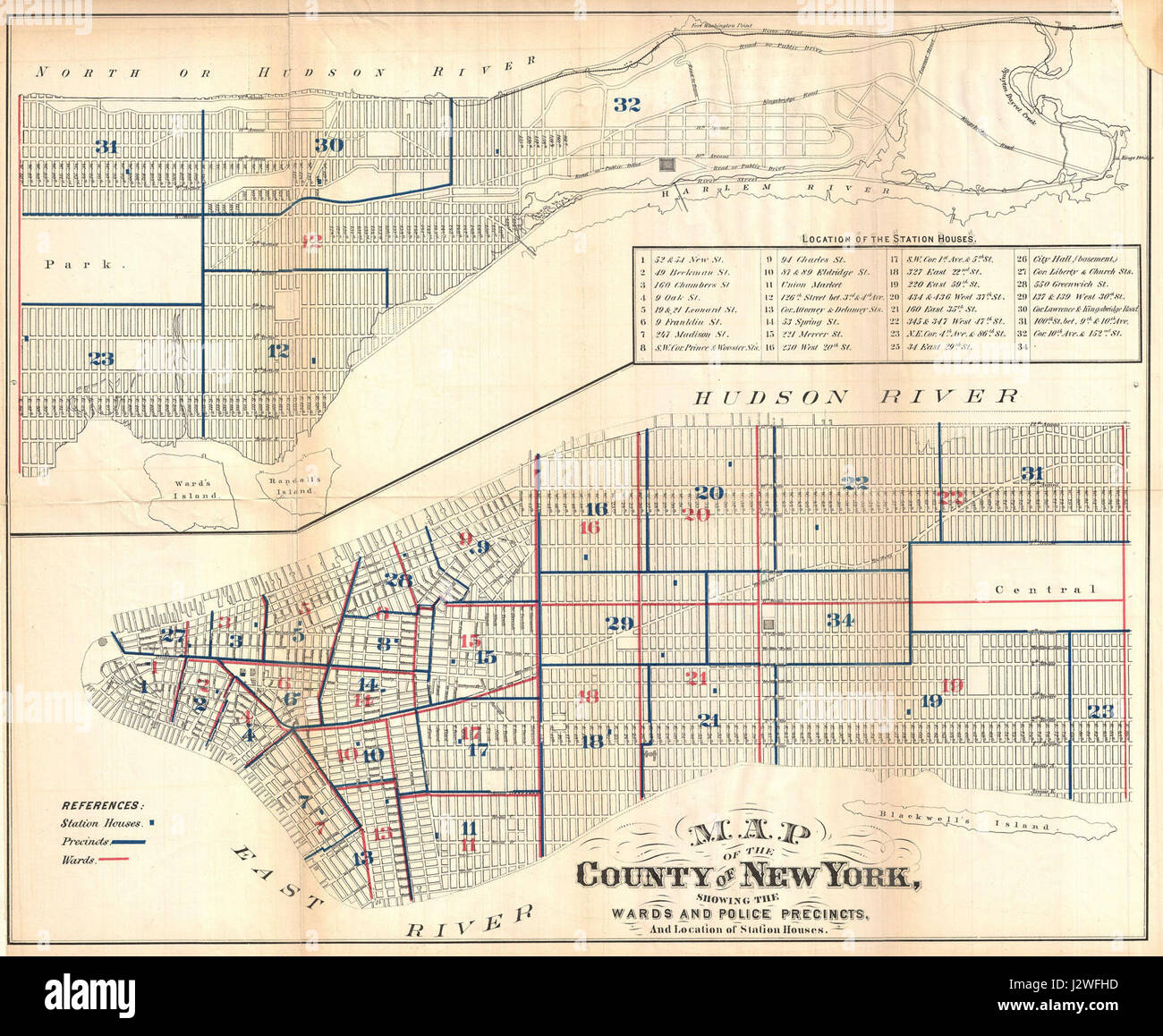 Map of new york city 1870 hi-res stock photography and images - Alamy