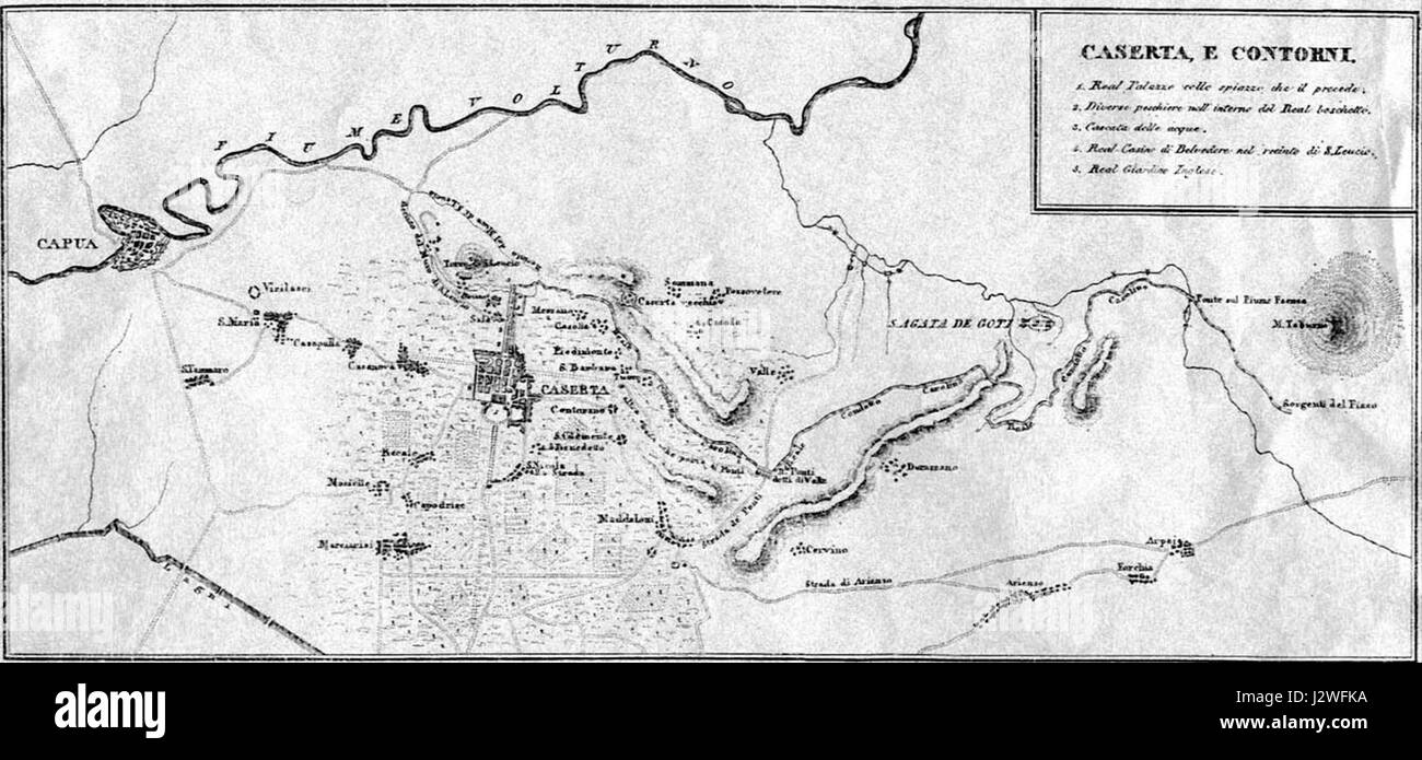 This historical map from 1826 details the Caserta territory in the ...