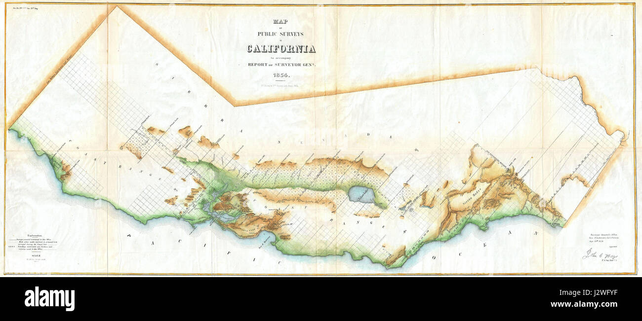 This 1854 Land Survey Map of California represents a detailed ...