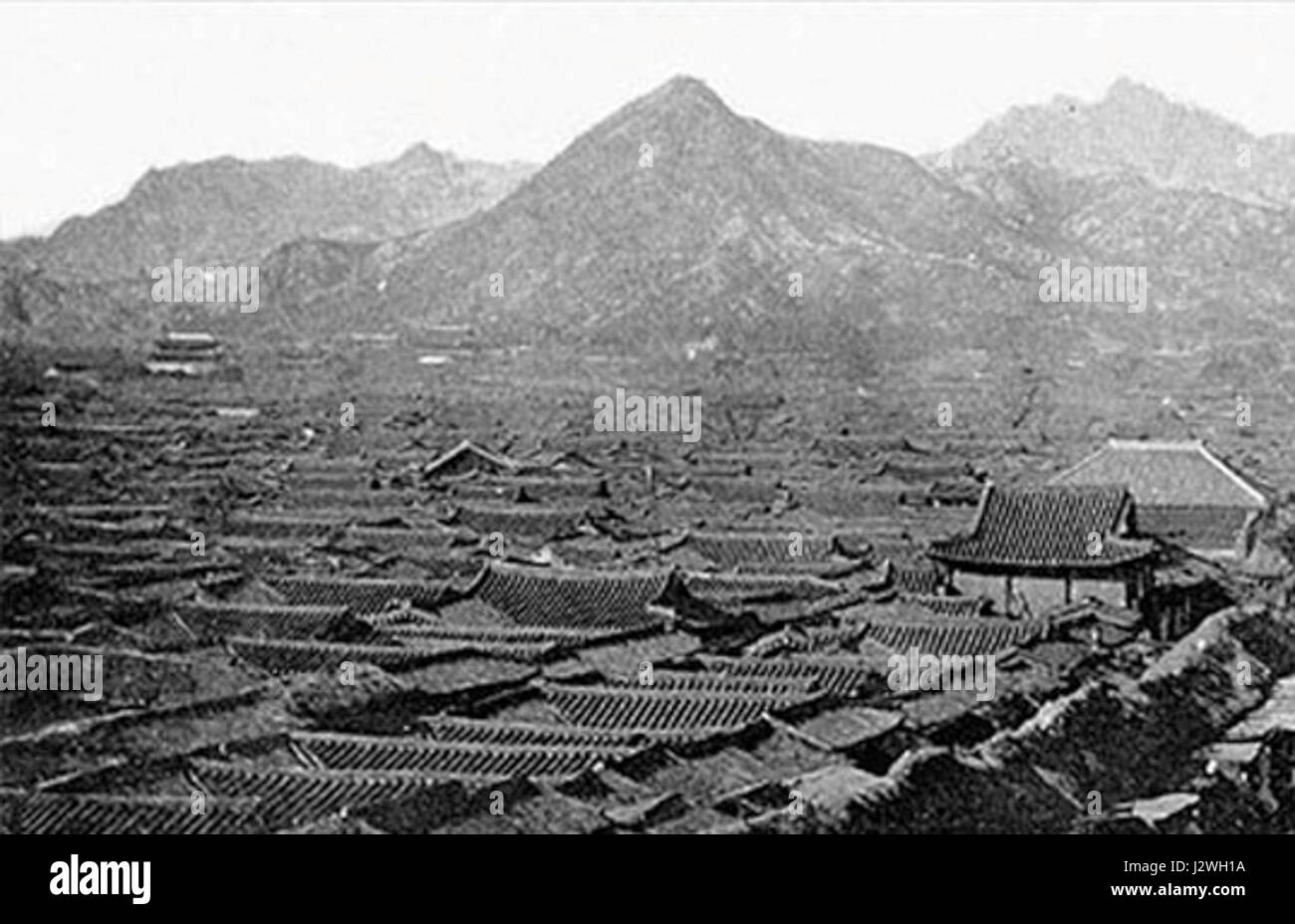 This image from 1894 depicts Seoul during the Joseon Dynasty in Korea ...