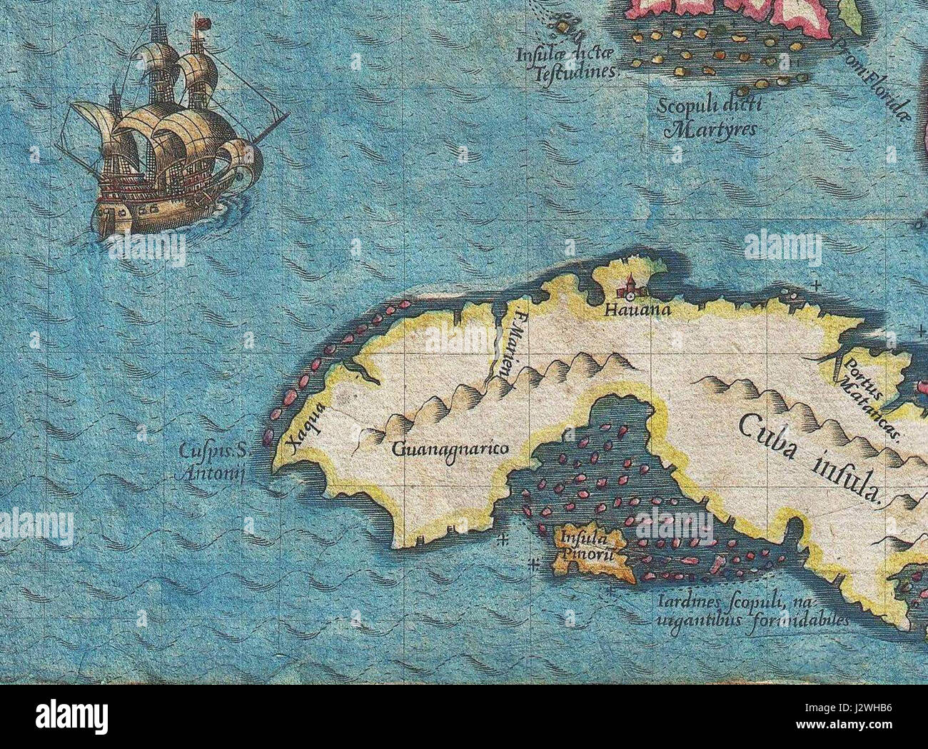 1591 De Bry and Le Moyne Map of Florida and Cuba - 1591 Stock Photo - Alamy