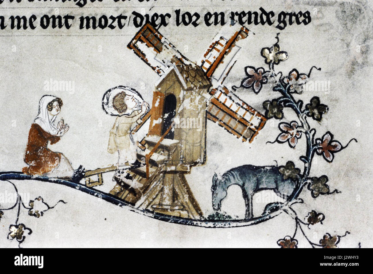 14th century post mill Stock Photo - Alamy