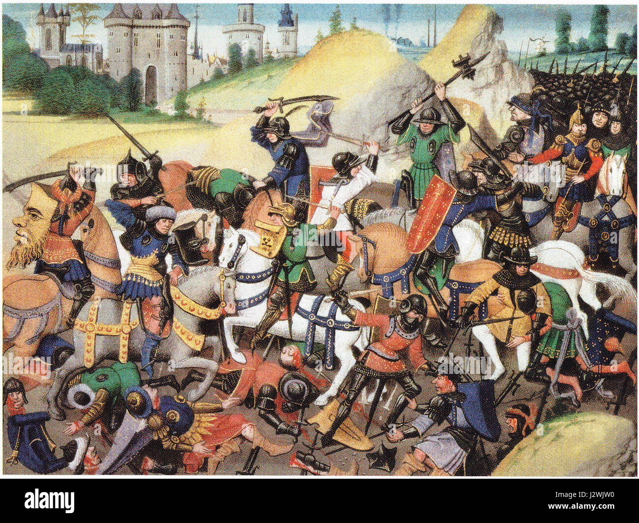 A historical depiction of a battle that took place near the city of ...