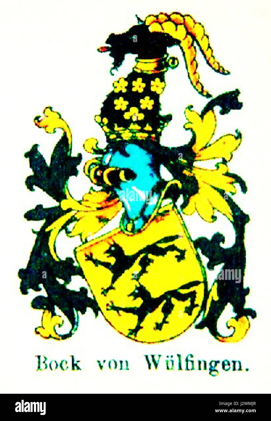 The coat of arms of Bock von Wuelfingen, representing the noble lineage ...