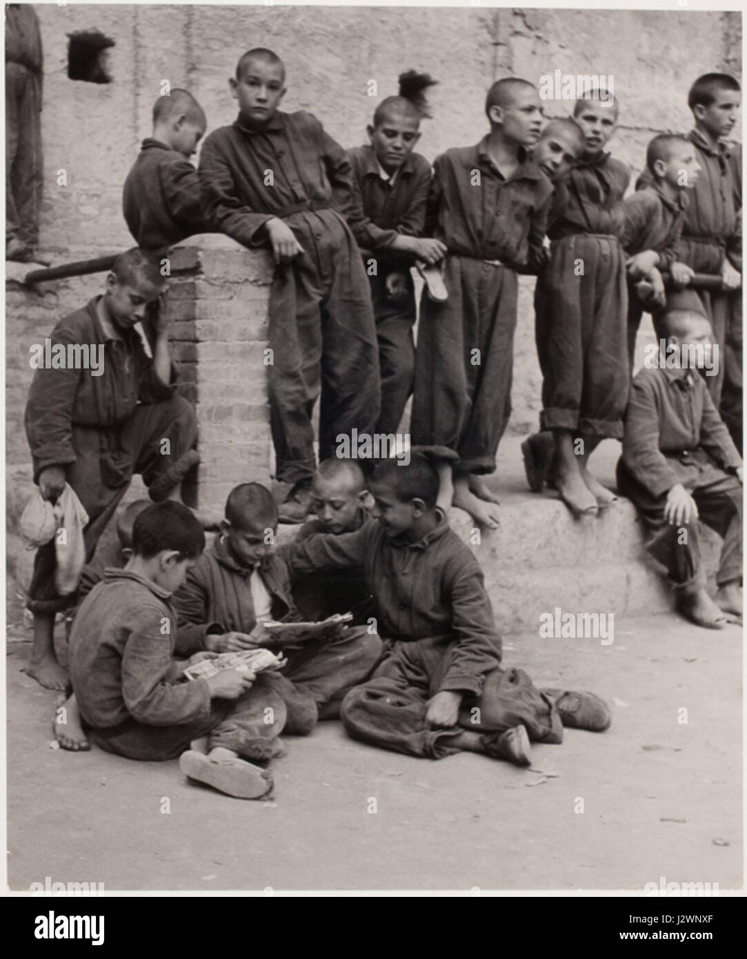 The photograph captures boys during recess at the Albergo dei Poveri ...