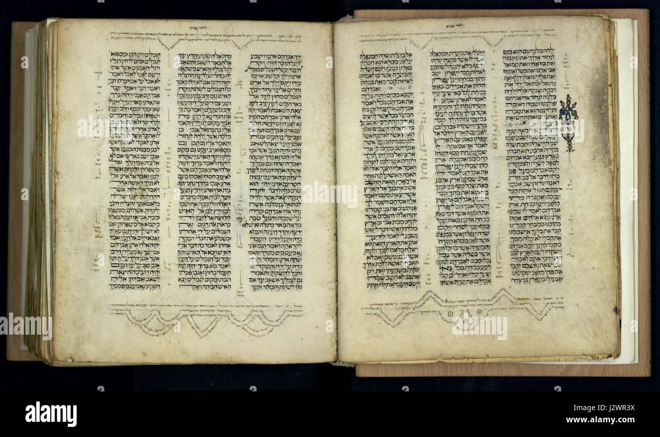 A Bible manuscript dating from 1300, showcasing medieval script and ...
