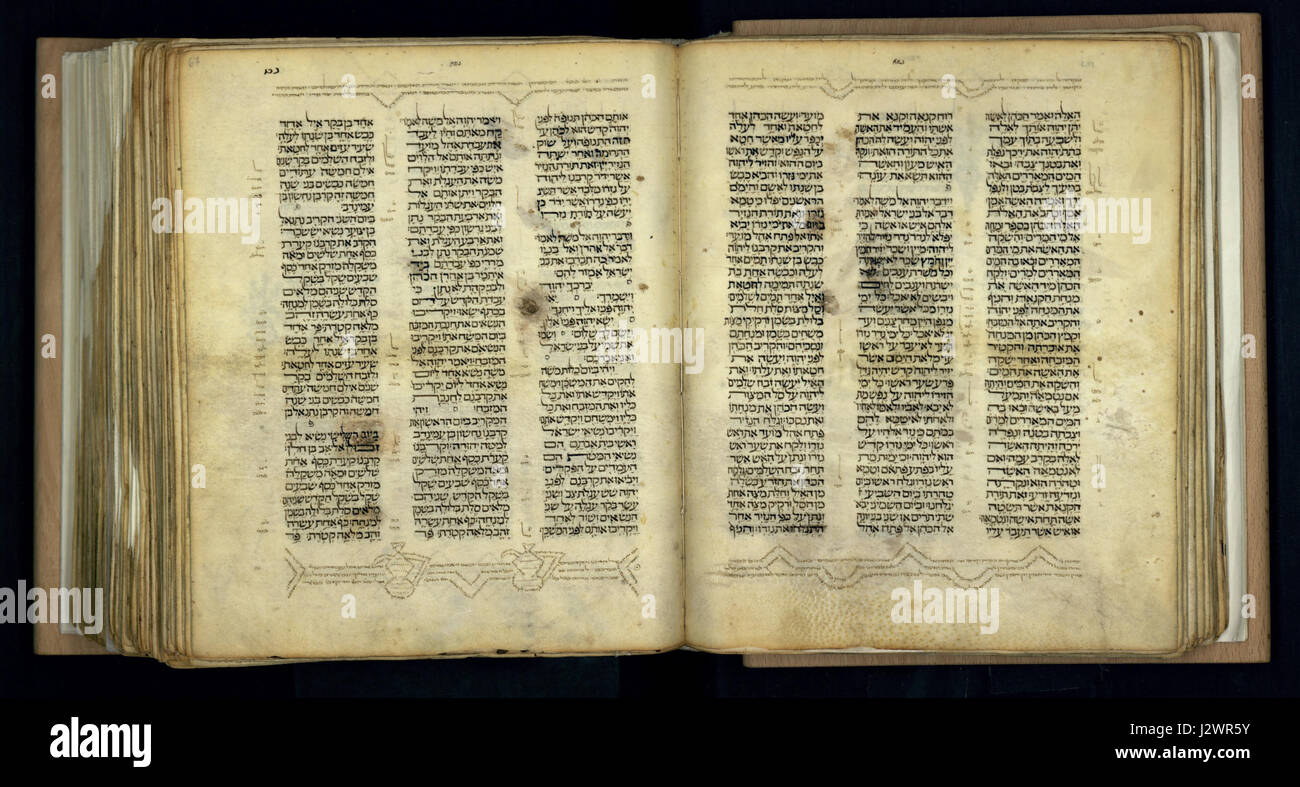 A page from a 1300 Bible manuscript, showcasing religious text and ...