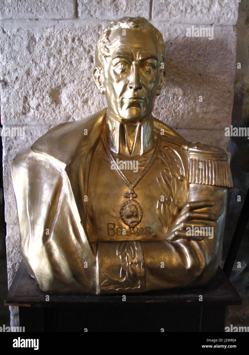 The bust of Simon Bolivar represents the Venezuelan leader who played a ...