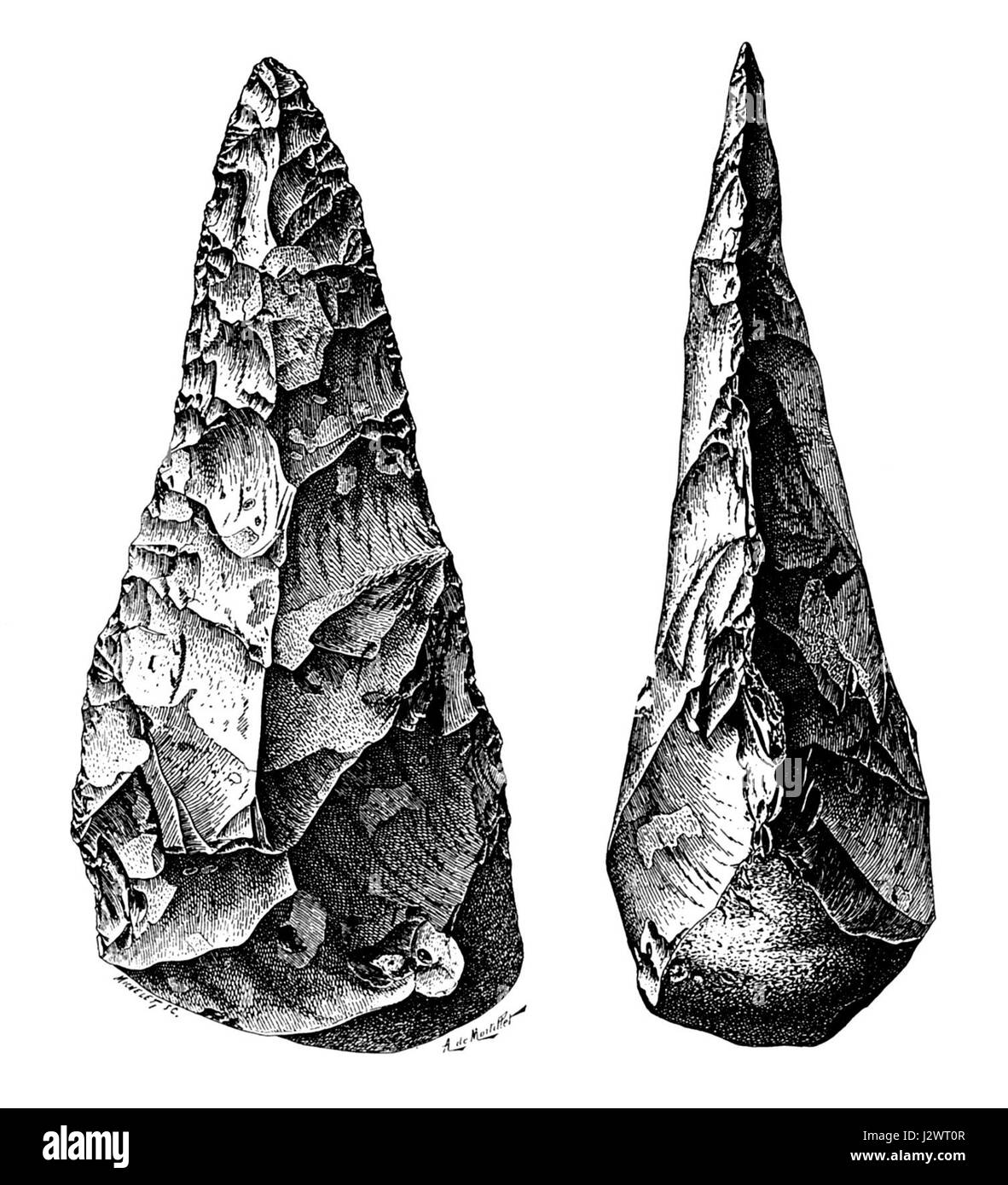 A biface is a prehistoric stone tool flaked on both sides, commonly ...