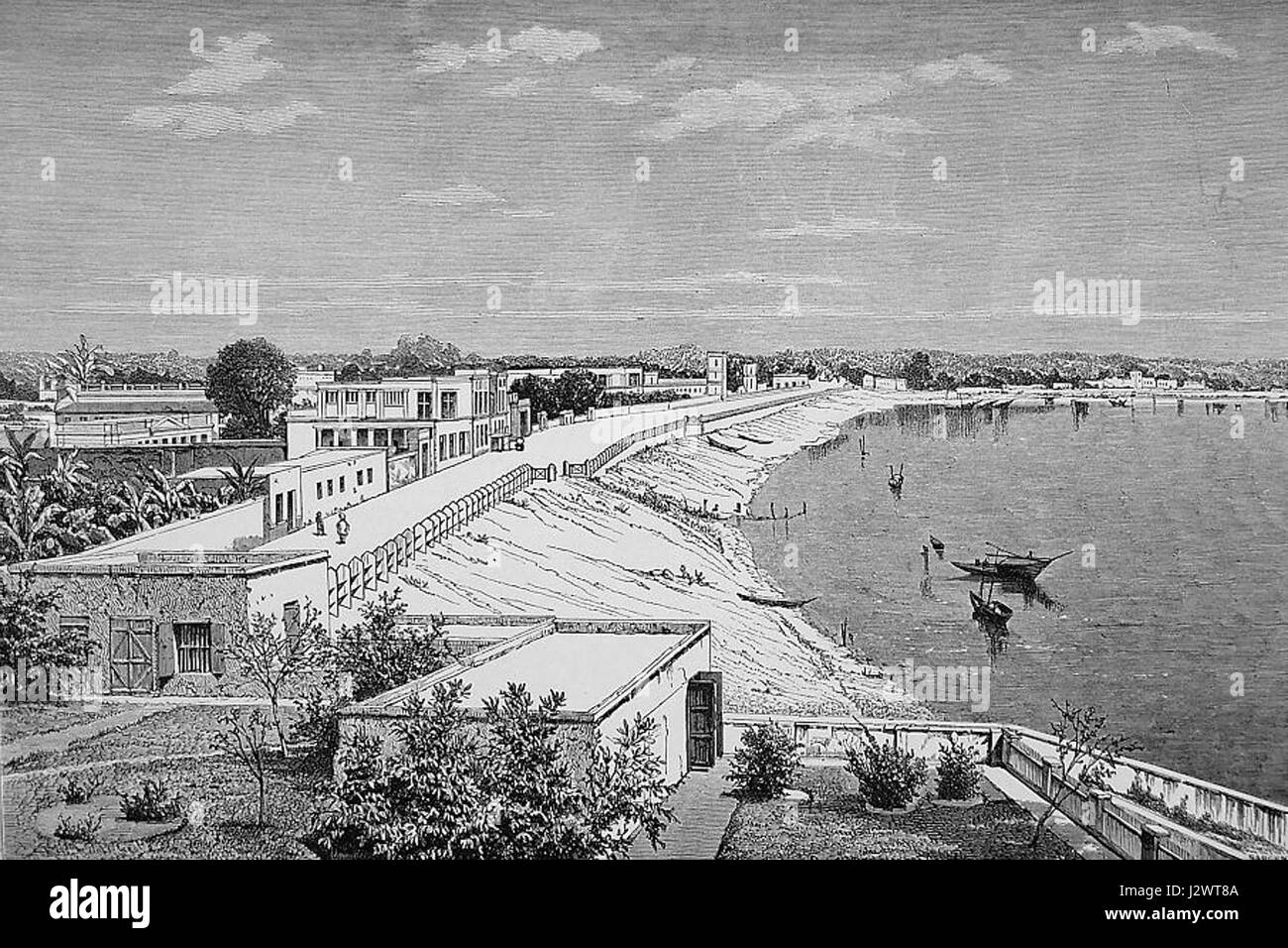 This image captures the town of Chandernagore, India, in 1878 ...