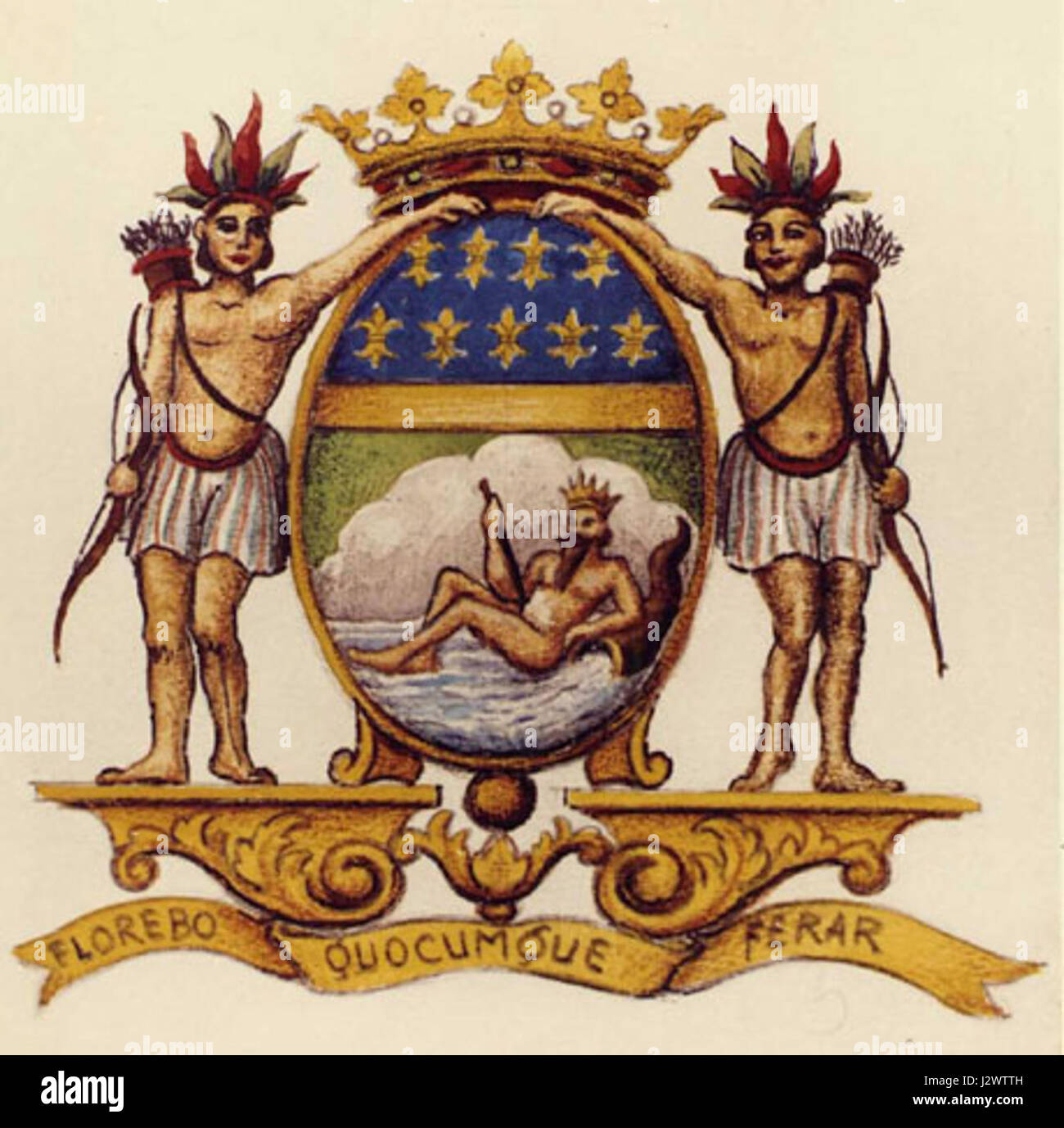 This image shows the coat of arms of the East India Company, a historic ...