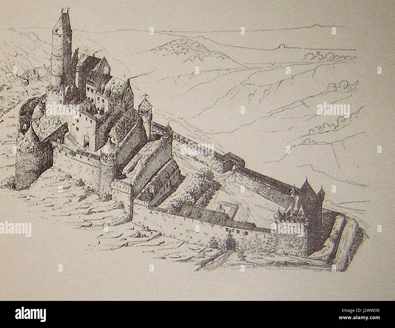 Burg Hornberg um 1600 Stock Photo - Alamy