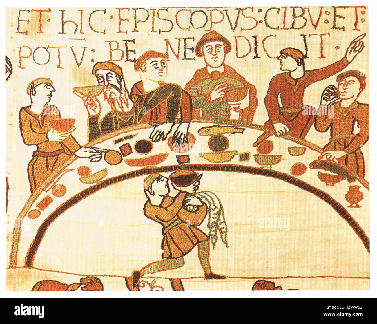 Depiction of the Bayeux Tapestry, illustrating scenes from the Norman ...