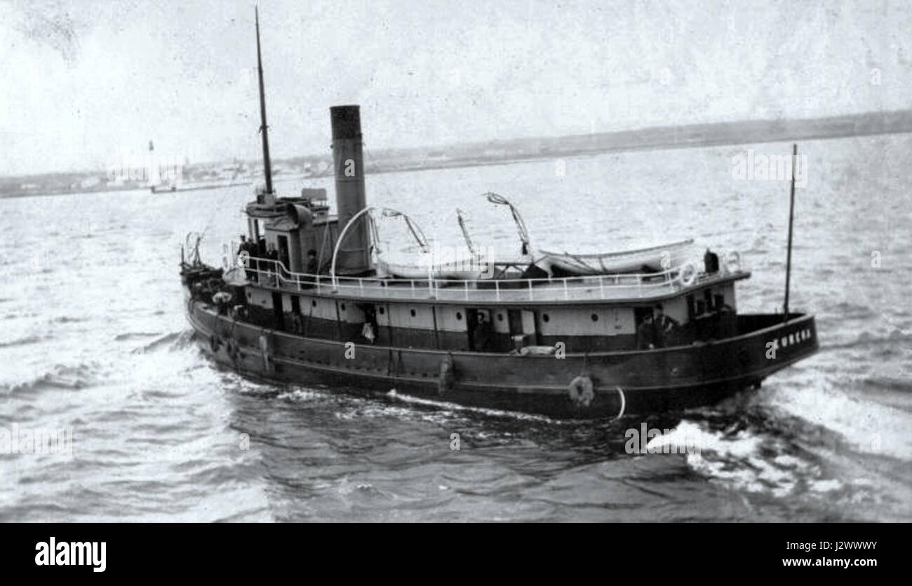 This image depicts a bateau-pilote (pilot boat) at Pointe-au-PÃ¨re in ...