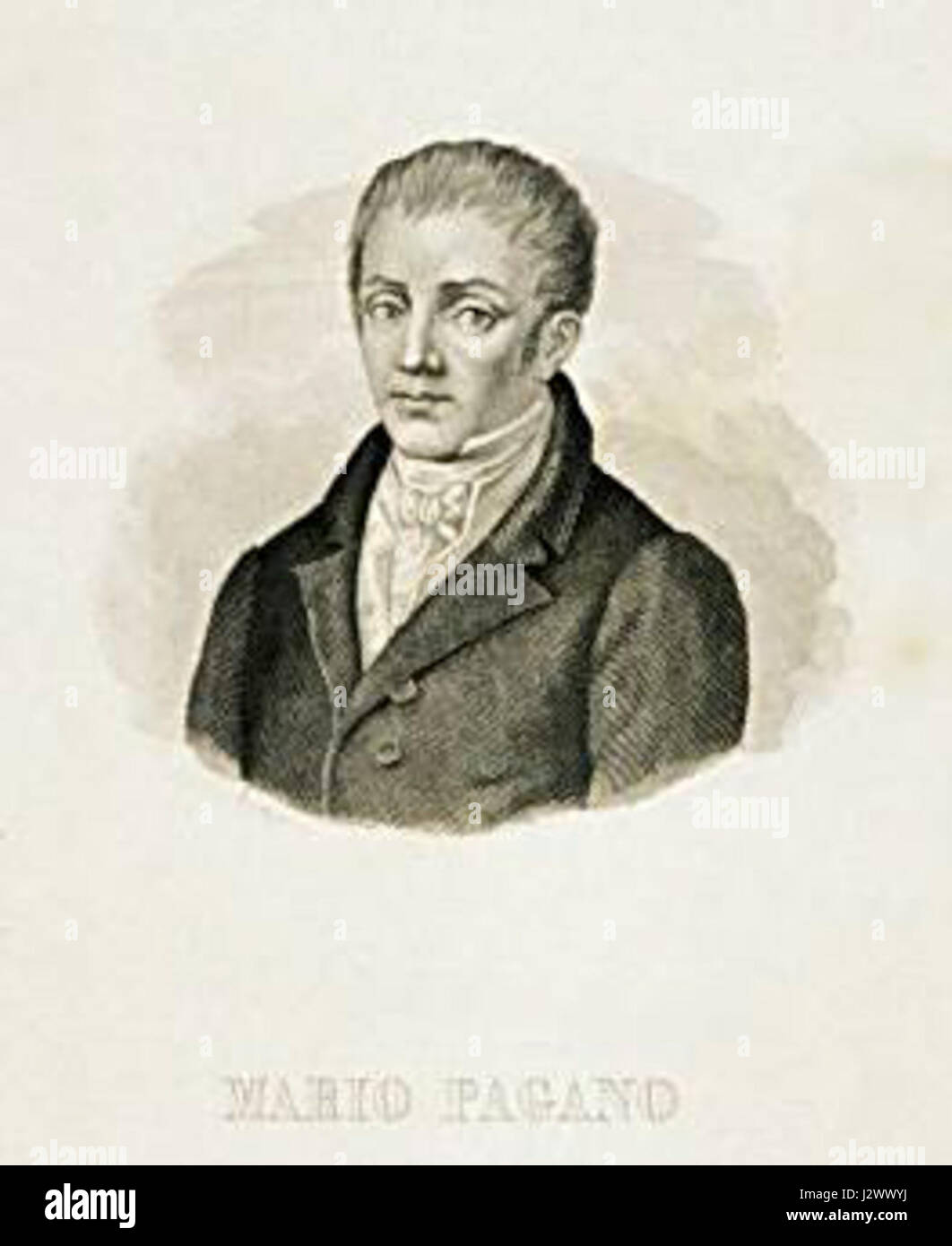 This refers to an anonymous lithograph portrait of Mario Pagano, an ...