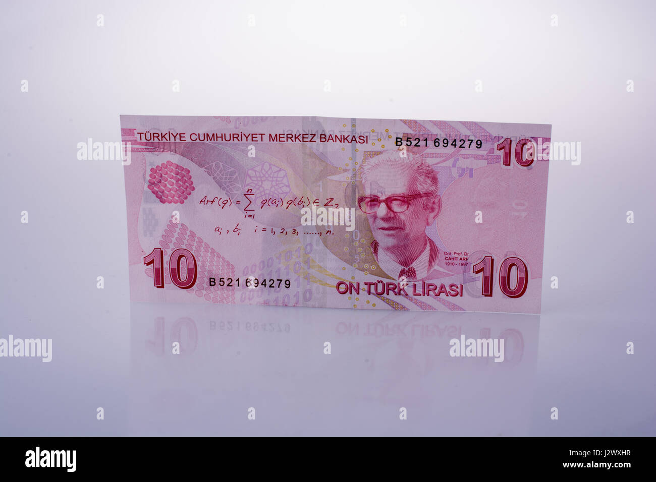 Turksh Lira banknotes of 10 Lira on white background Stock Photo - Alamy