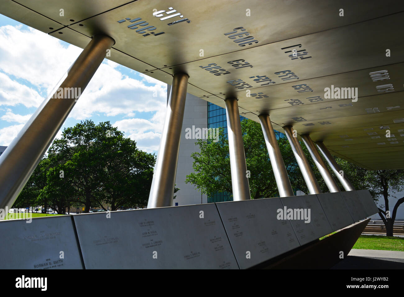 The Dallas Police Memorial in front of City Hall lists the names of ...