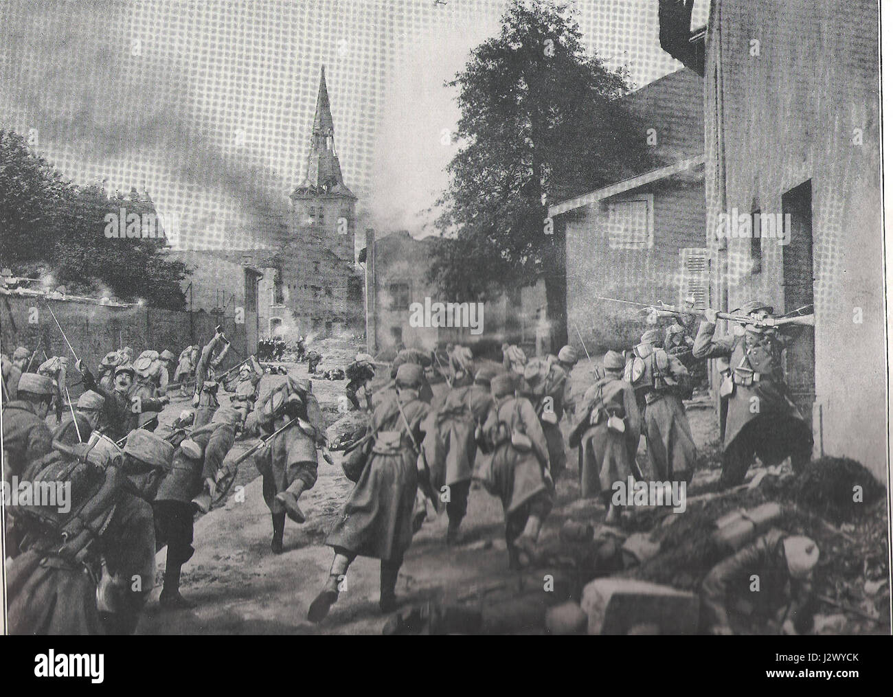 An image or document describing the attack by the 1st Line Infantry ...