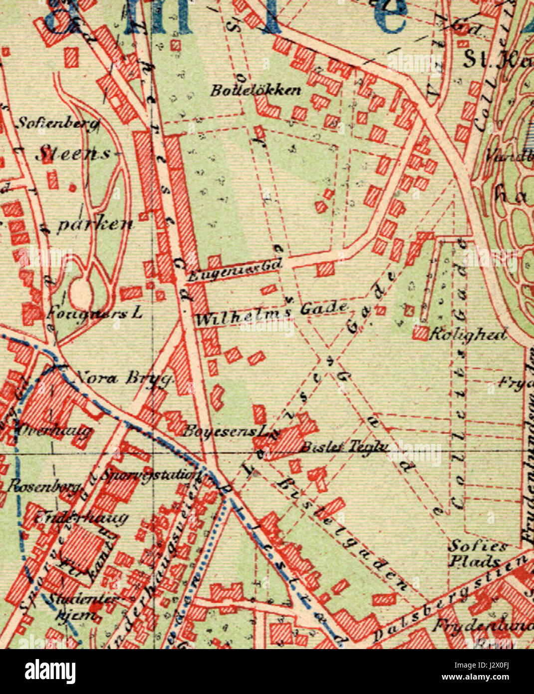 This map from 1900 shows the Bislett area, likely located in Oslo ...