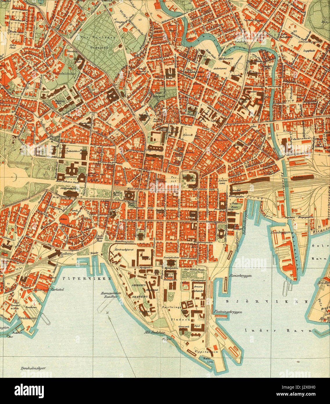 Central Kristiania map 1917 Stock Photo - Alamy