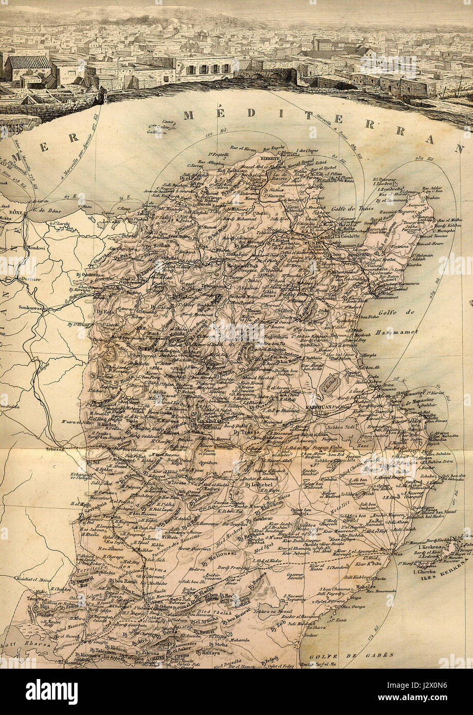 Carte Tunisie 1902 refers to a historical map of Tunisia from the early ...