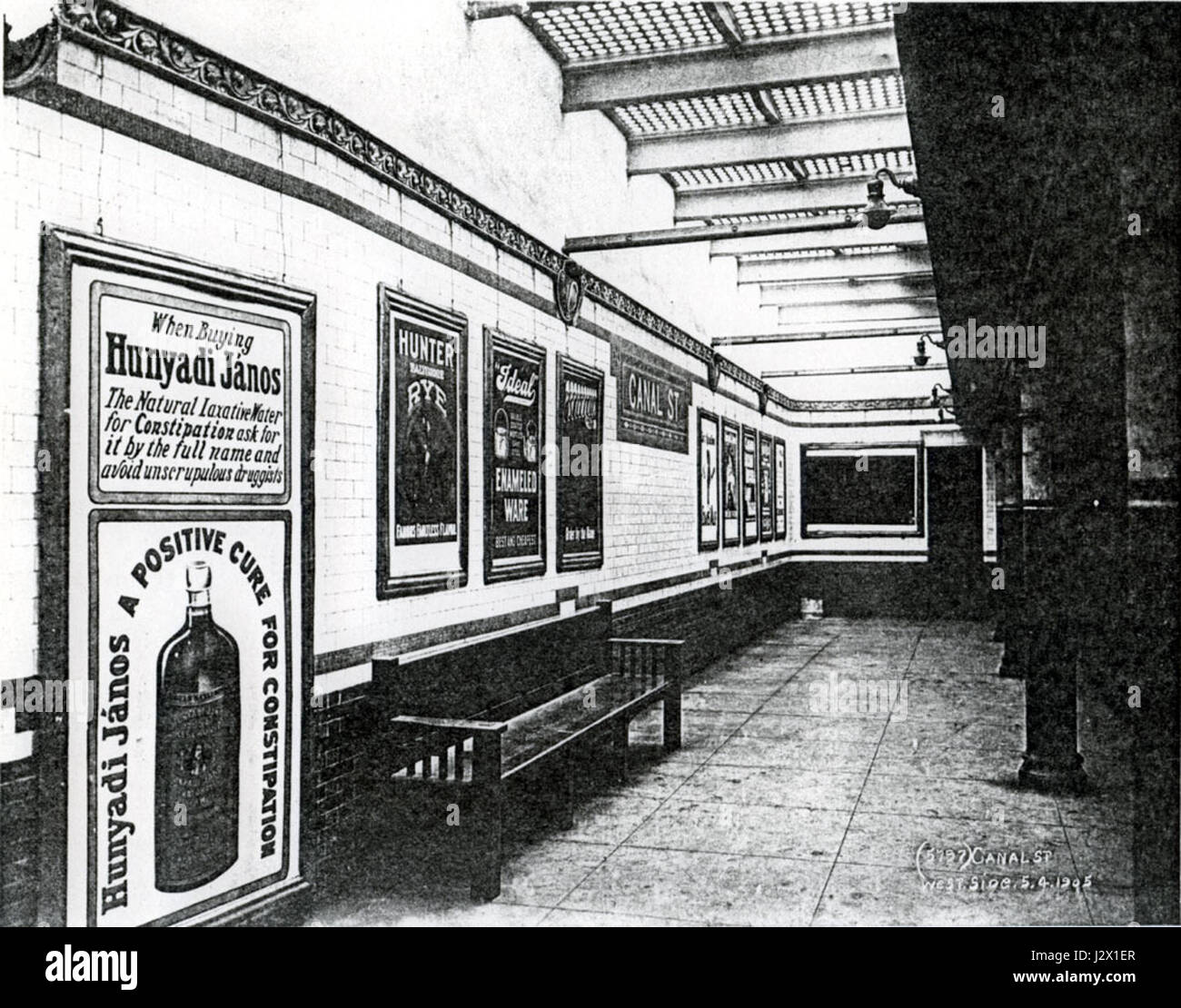 A historic photograph from 1905 of Canal Street showing the IRT subway ...