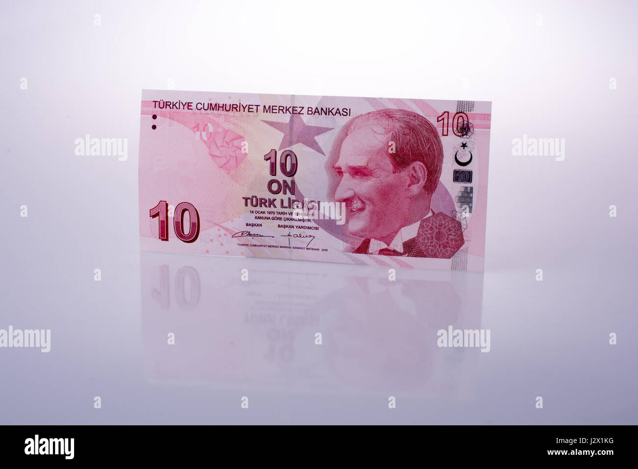 Turksh Lira banknotes of 10 Lira on white background Stock Photo - Alamy