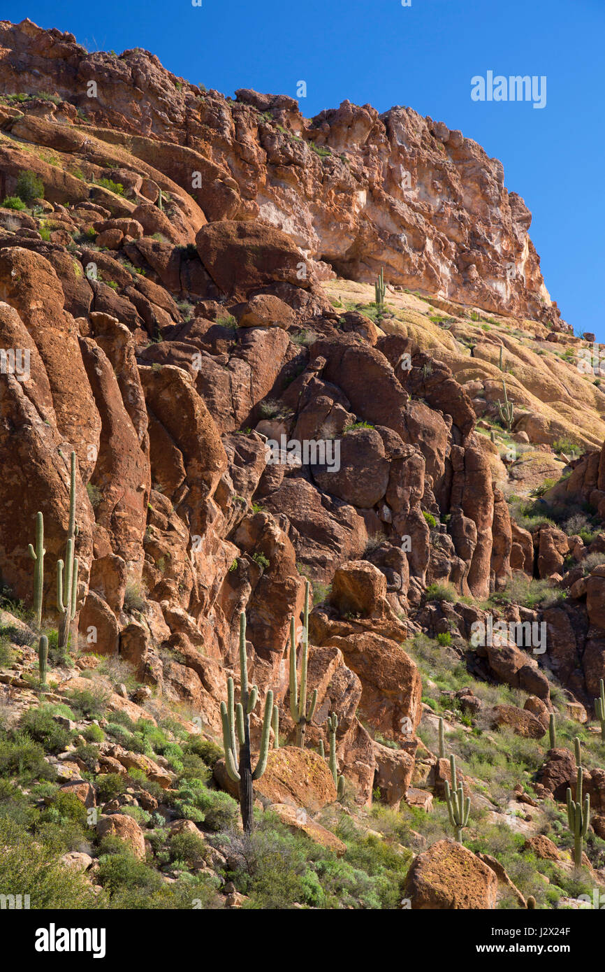 Ridge outcrop from Peralta Trail, Superstition Wilderness, Tonto ...