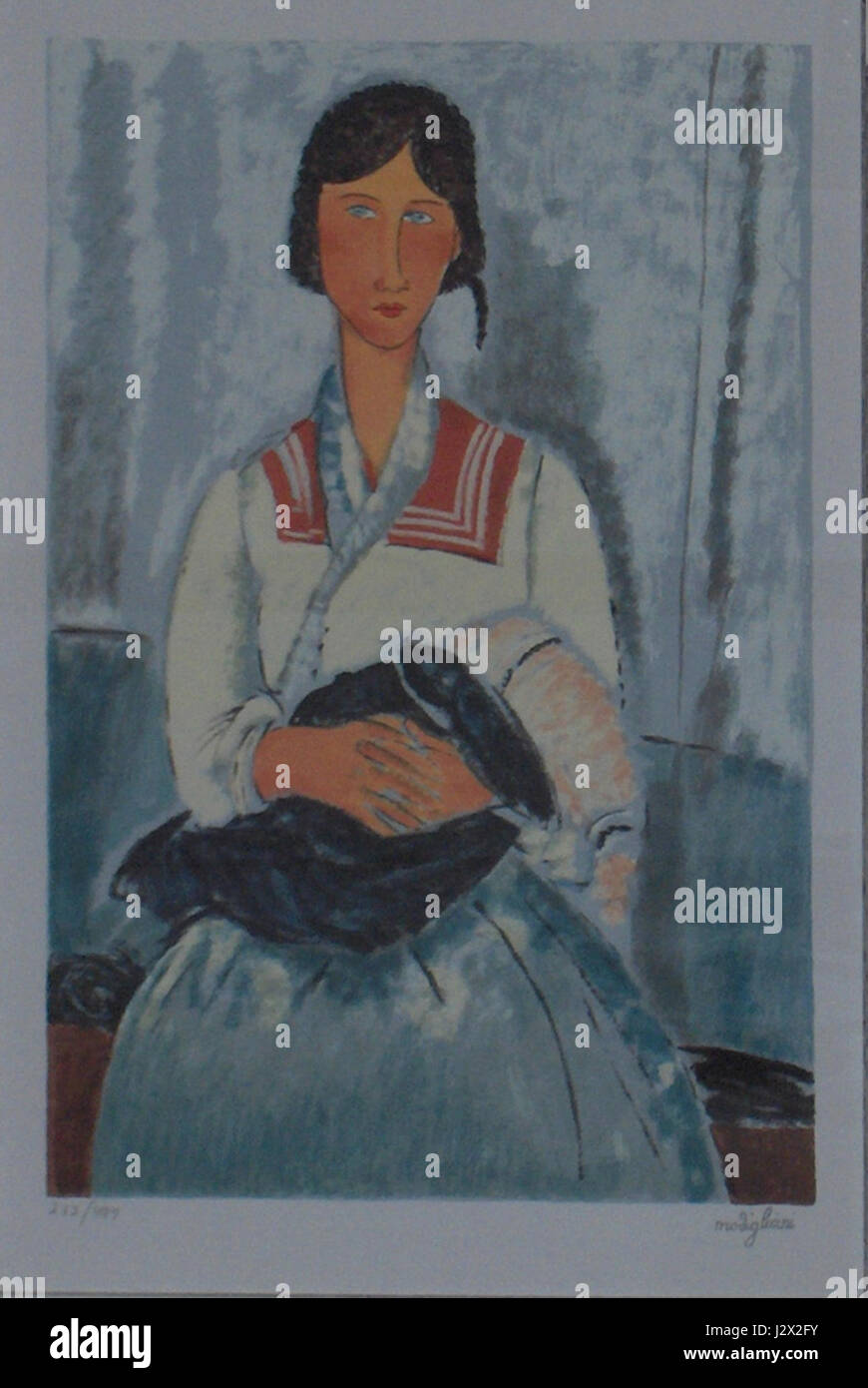 A painting by Amedeo Modigliani, titled 'Zingara con Bambino ...