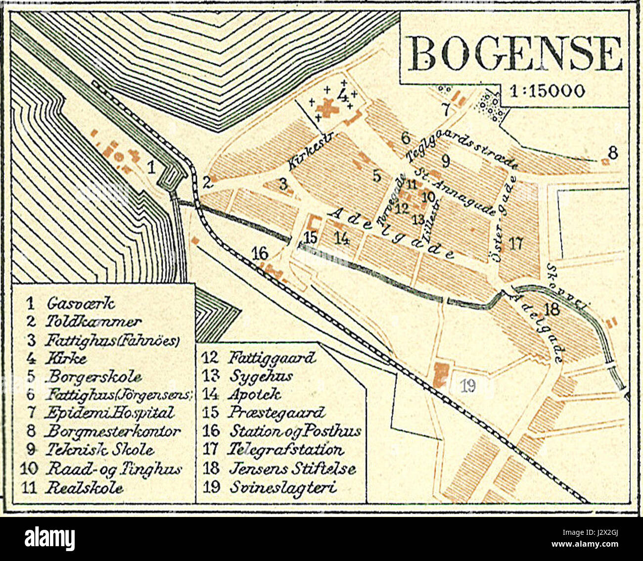 This photograph or artwork depicts the town of Bogense in Denmark ...
