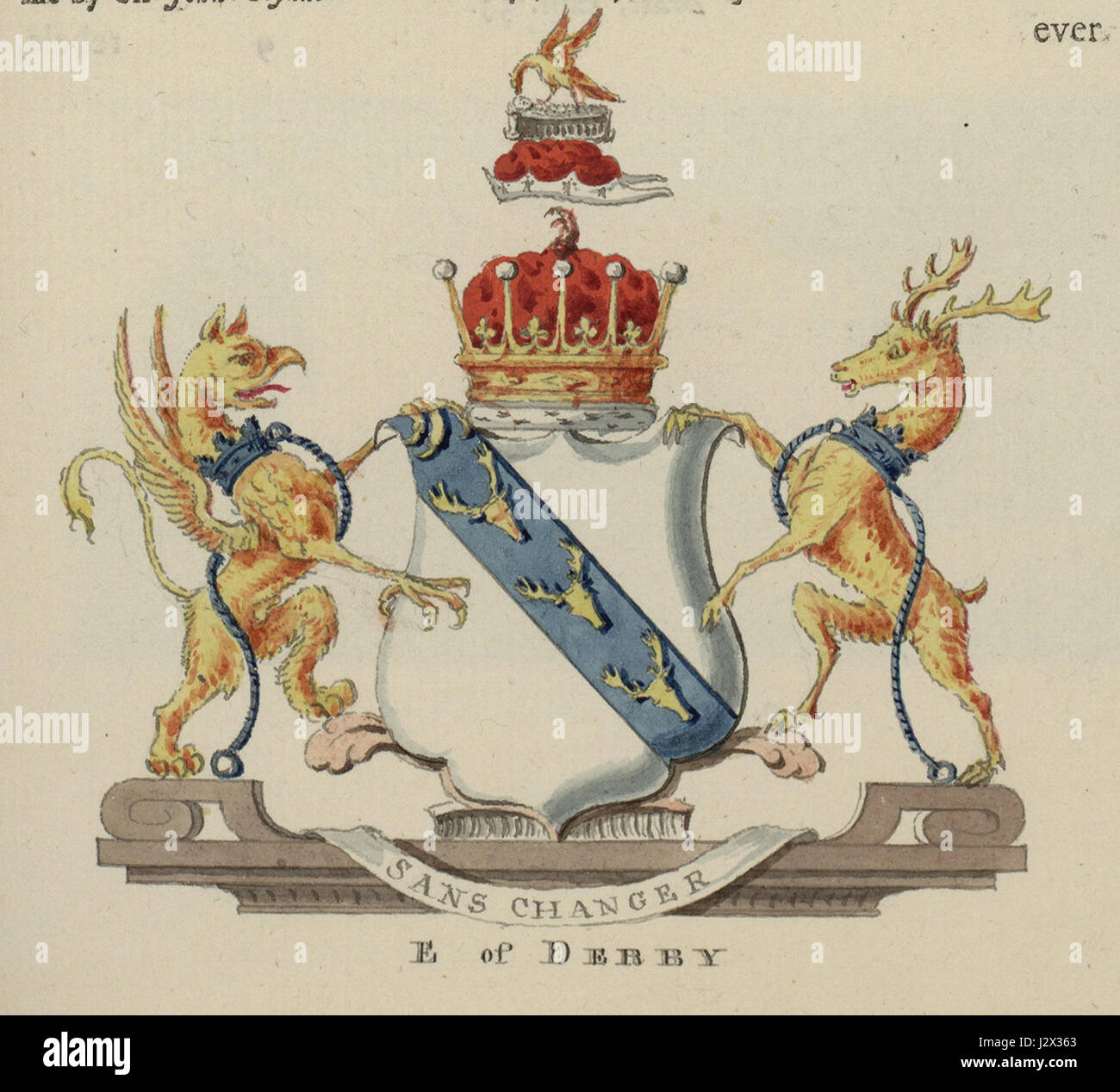 The arms of the Earl of Derby are heraldic symbols representing the ...