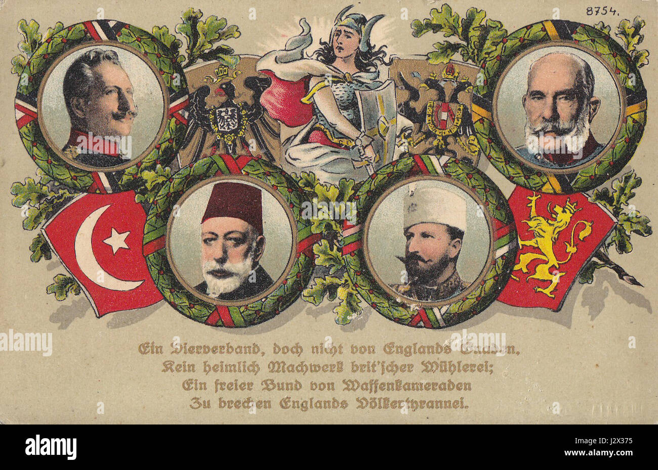 This postcard depicts the monarchs of the Central Powers during World ...