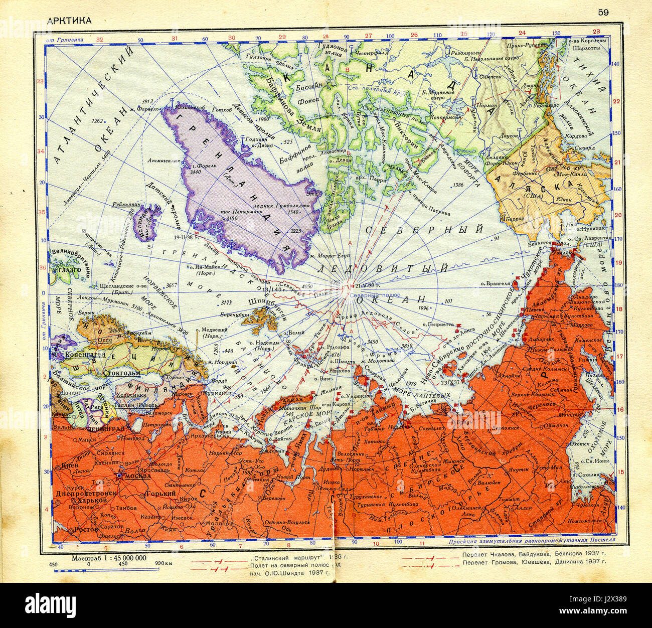 This map, created in 1940, shows Arctic regions from a Russian ...