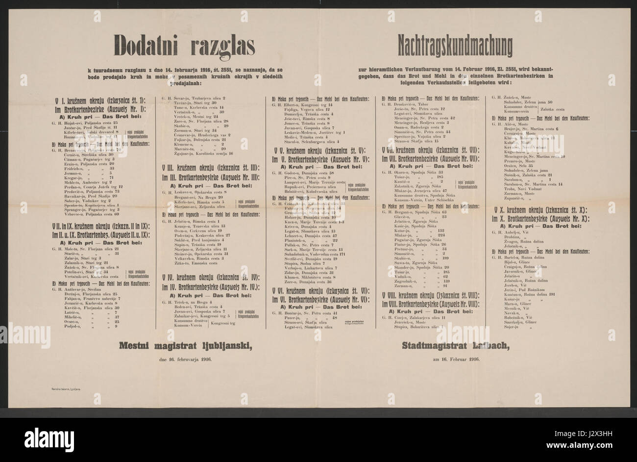 A multilingual poster from 1916 presenting updated notifications about ...