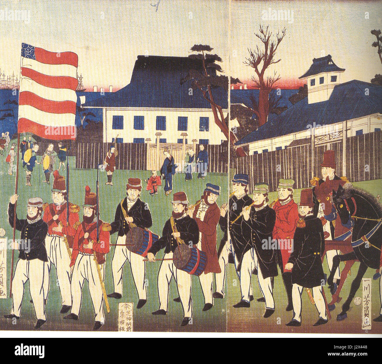 This photograph from 1859 shows American sailors in Japan during a time ...