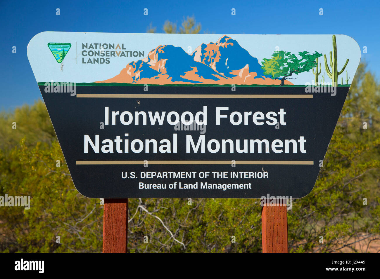 Entrance sign, Ironwood Forest National Monument, Arizona Stock Photo ...