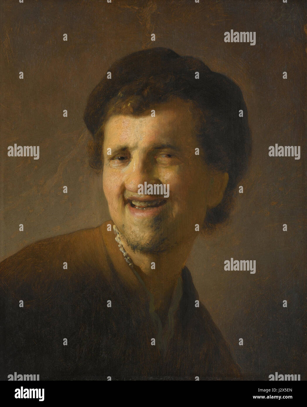 Borstbeeld van een lachende jonge man Rijksmuseum SK-A-3934 Stock Photo ...