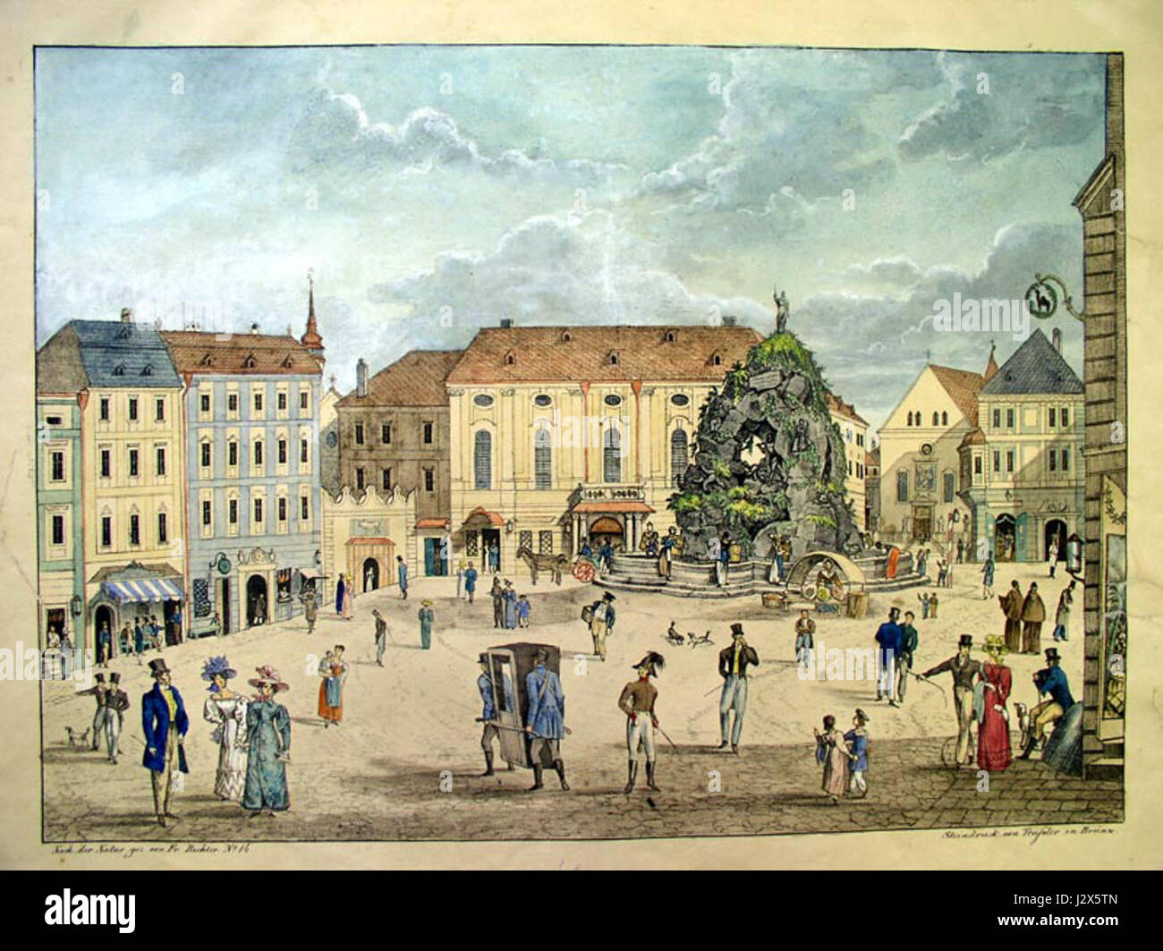 This image depicts the Zelnak area in Brno, Czech Republic, known for ...