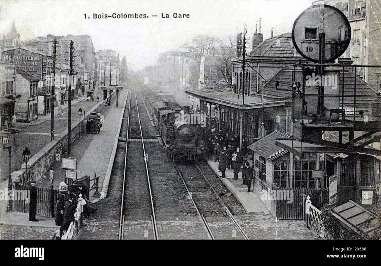 This image shows the train station at Bois-Colombes, a suburb of Paris ...