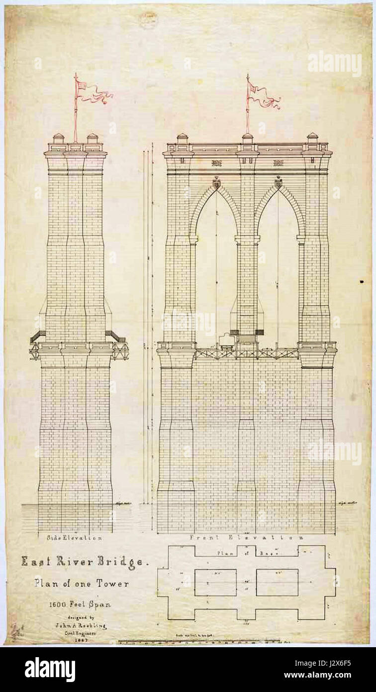 The Brooklyn Bridge schematic refers to a detailed architectural or ...