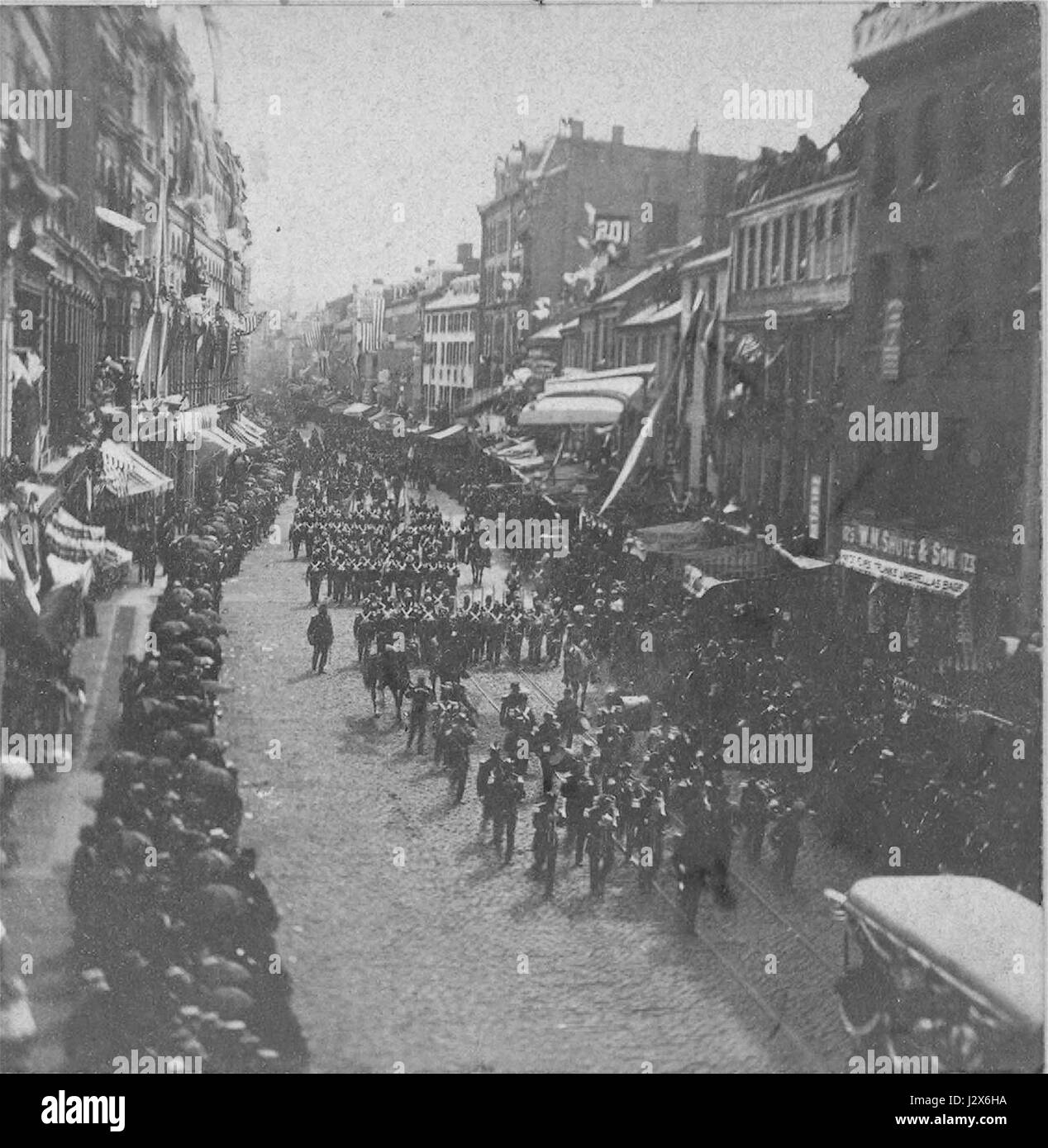 This historical photograph from June 17th, 1875, shows Boston cadets ...