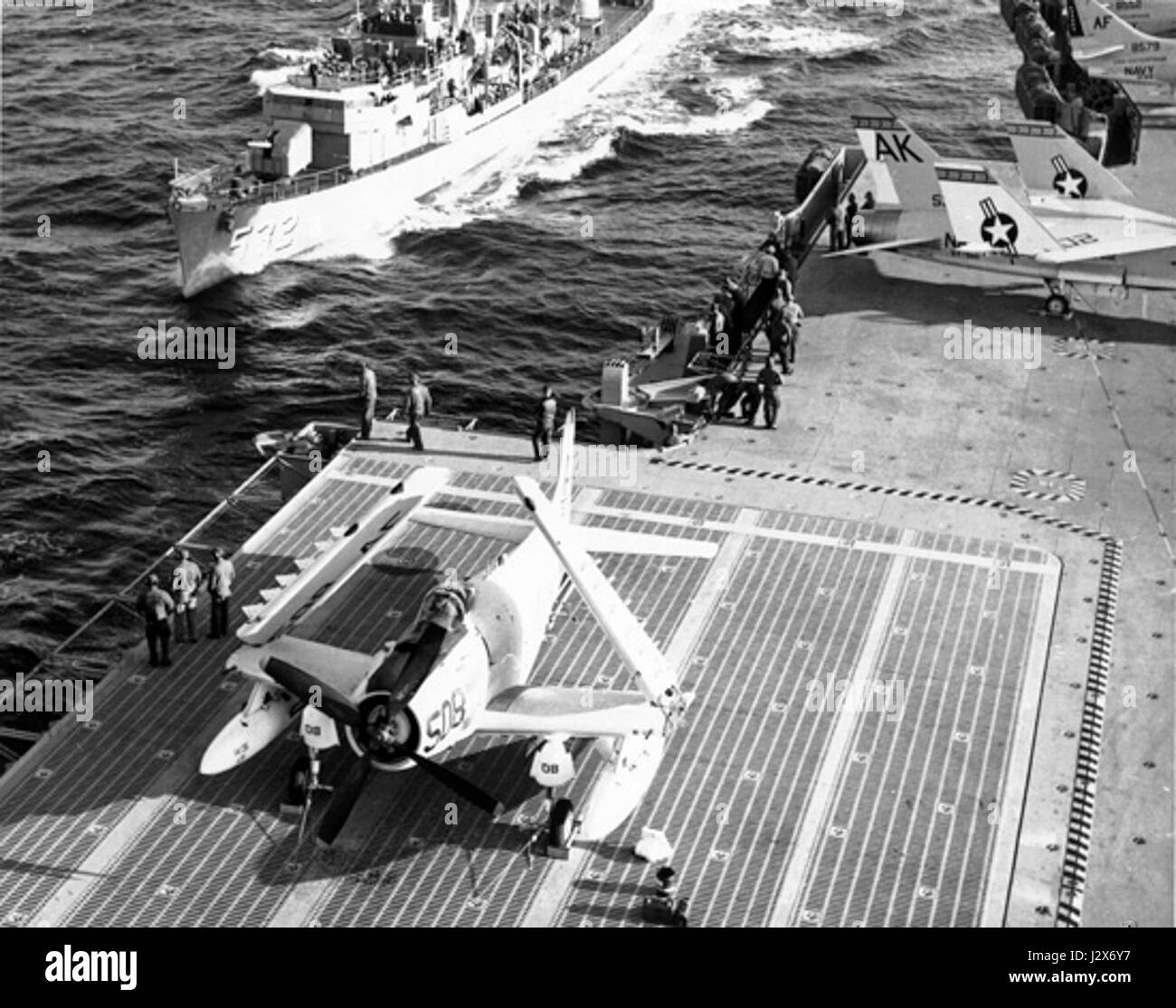 AD-6 Skyraider on aircraft carrier Stock Photo - Alamy