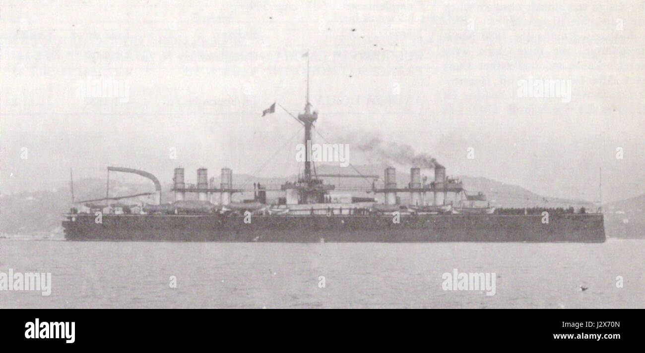 The Italian battleship Italia, launched in 1880, is depicted here ...
