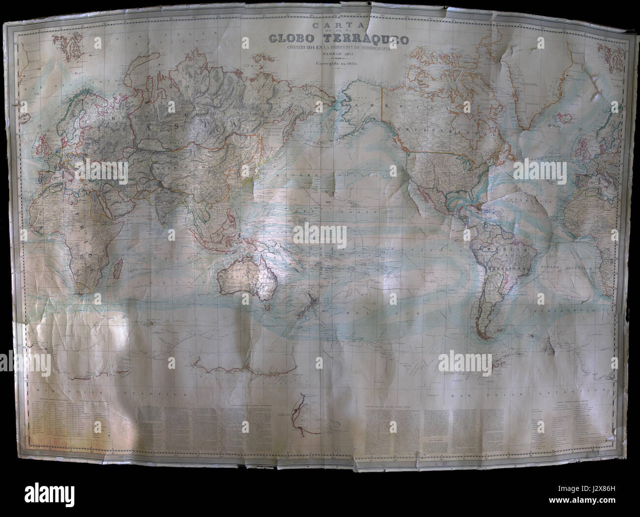 This refers to a map of the world, specifically focusing on hydrography ...