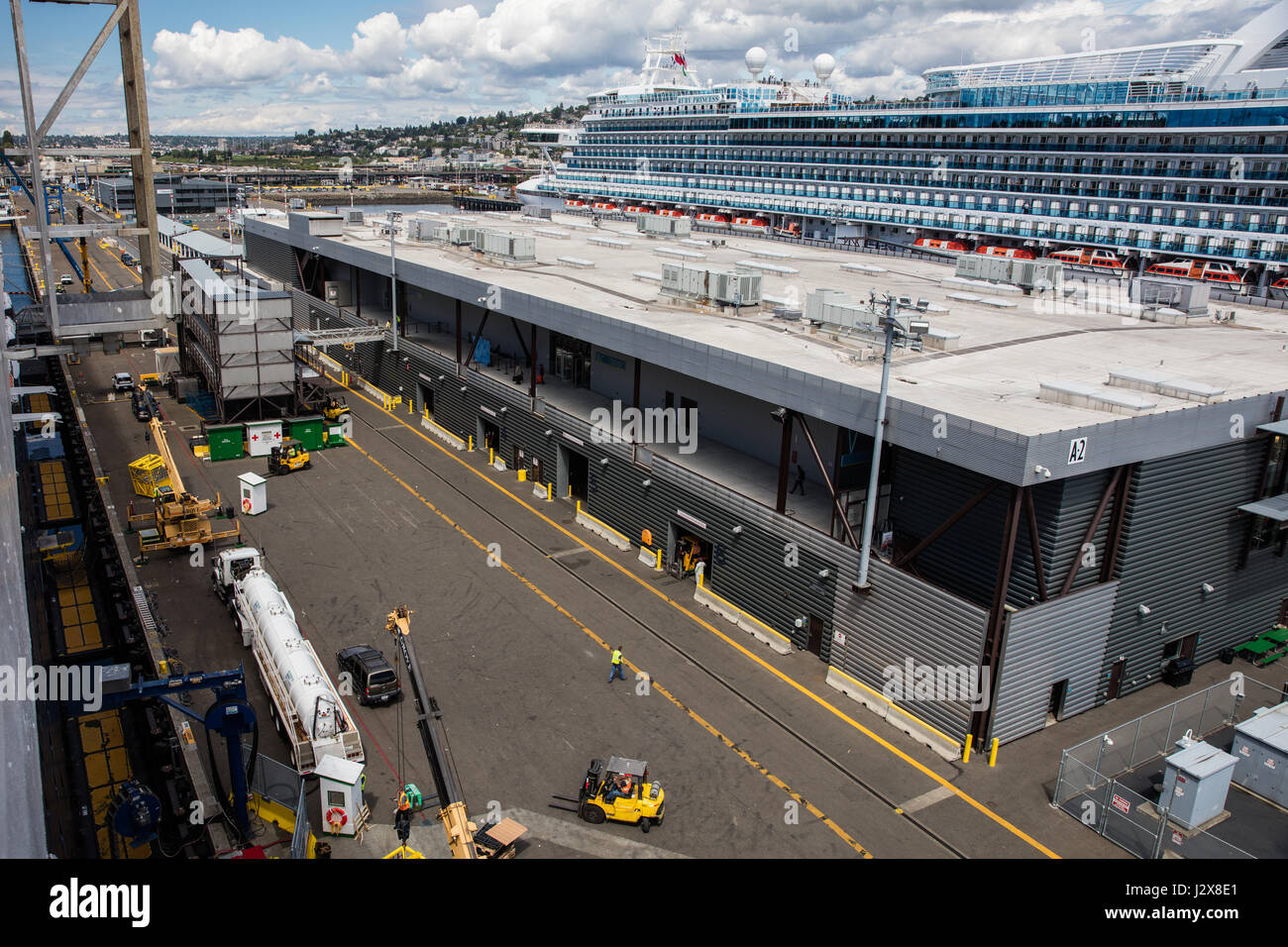 Cruise ship at the cruise ship pier in Seattle, Washington Stock Photo ...