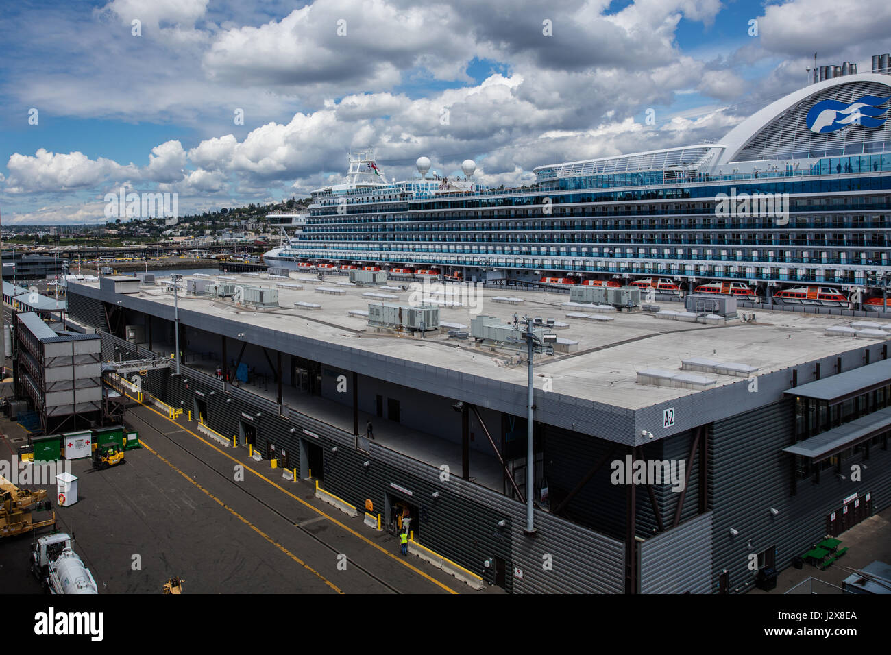 Cruise ship at the cruise ship pier in Seattle, Washington Stock Photo ...