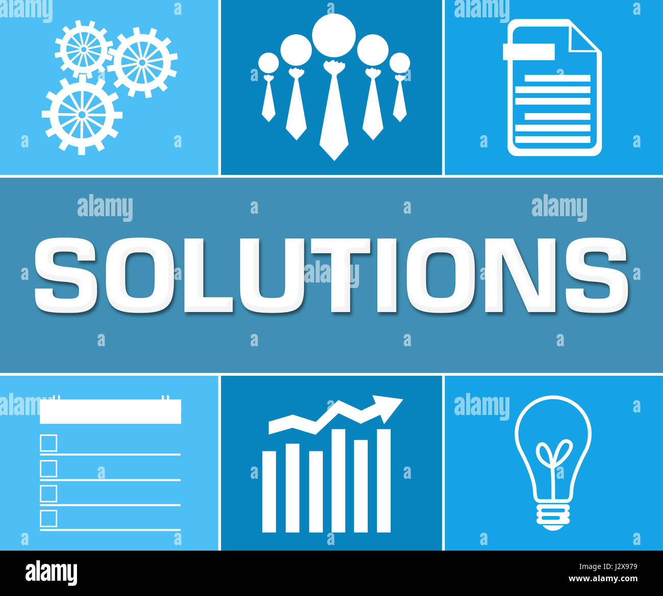 Solutions Business Symbol Blue Grid Stock Photo - Alamy