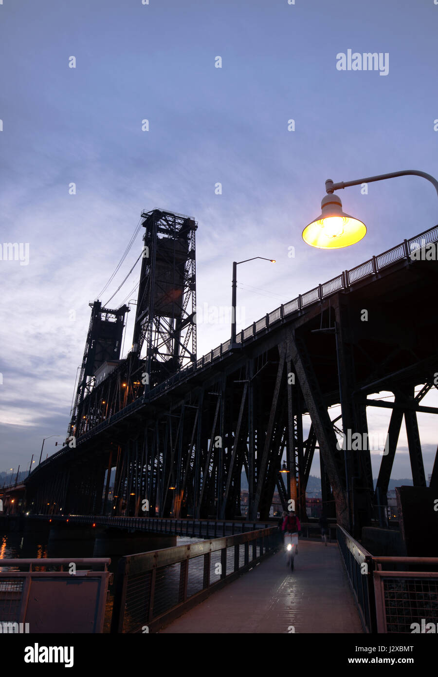 Pedestrian and bicycle path that is part of the metal transport truss ...
