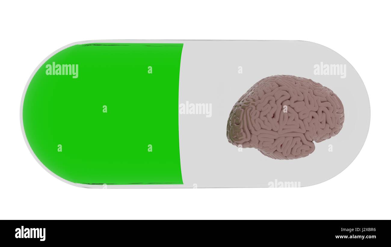 smart healthcare brain into pill 3d rendering Stock Photo - Alamy